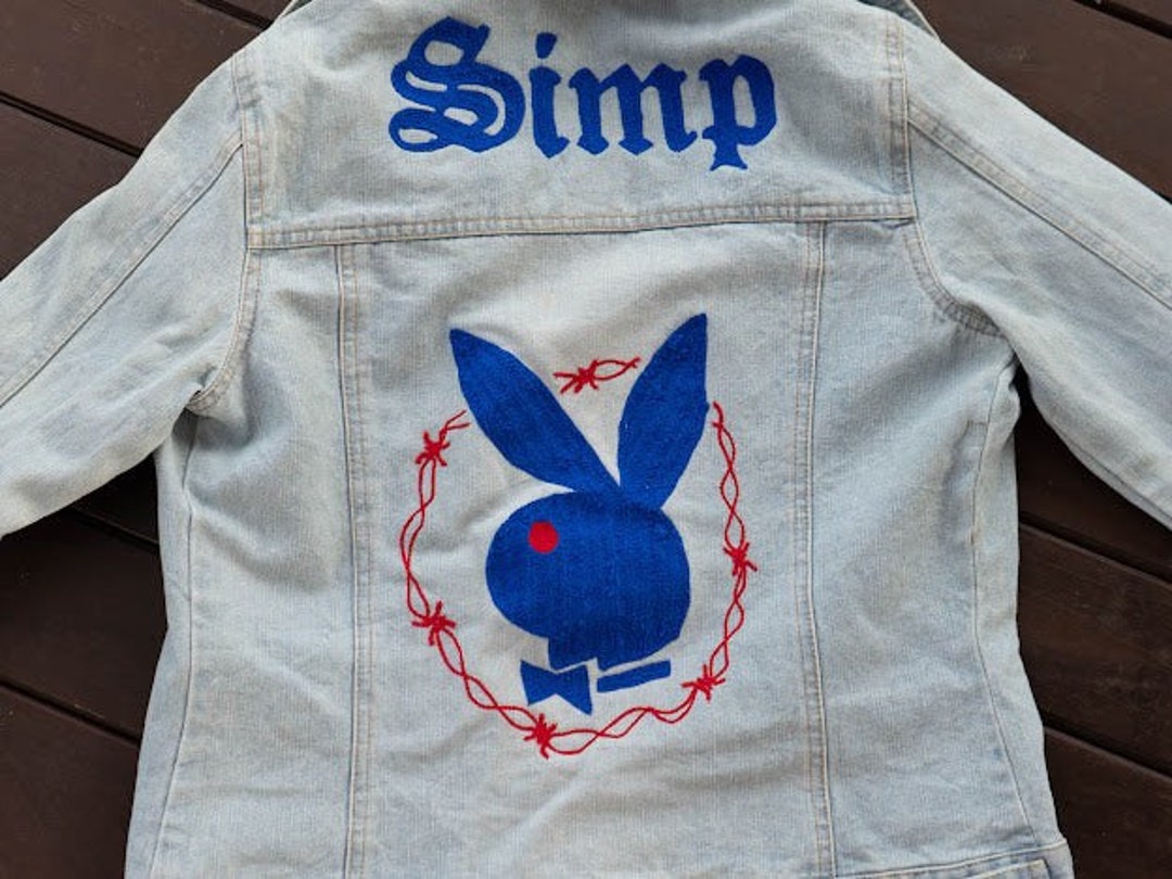 Simp Bunny Embroidery Denim Jacket - Etsy