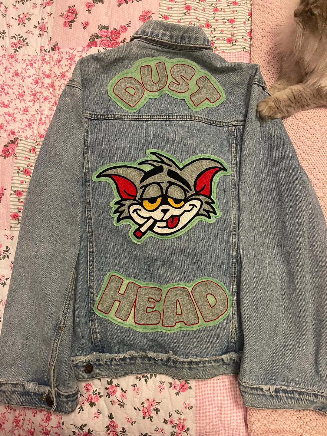 Denim Jacket With Chainstitch Embroidered Patches Men’s Medium/large - Etsy