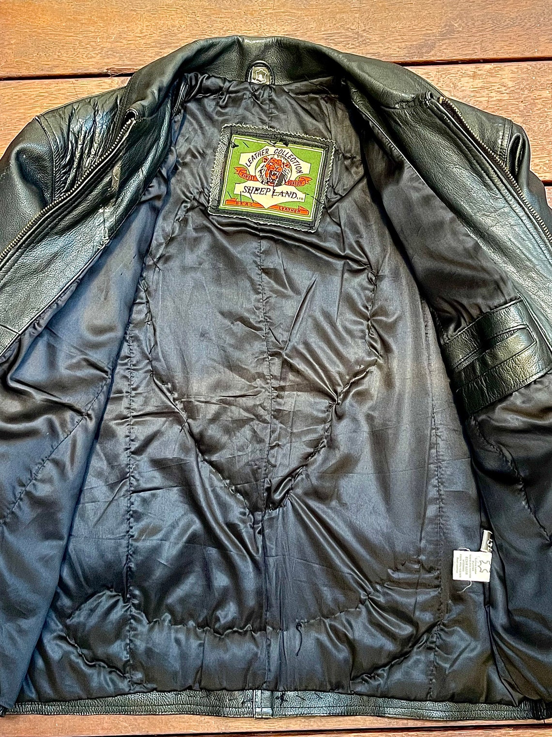 Leather Biker Jacket With Chainstitch Embroidered Patches Men’s Small ...