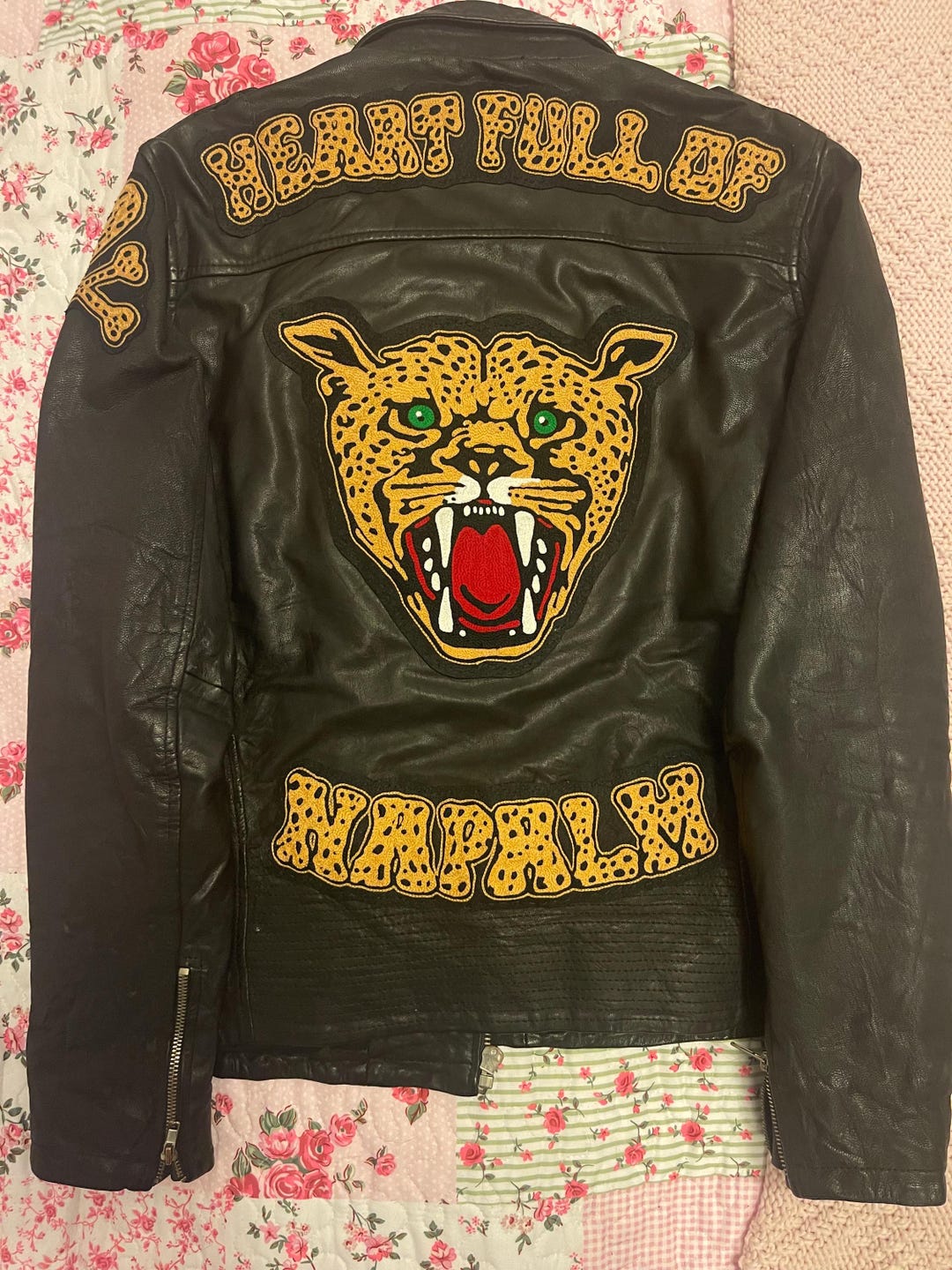 Leather Jacket With Chainstitch Embroidered Patches Men’s Large - Etsy