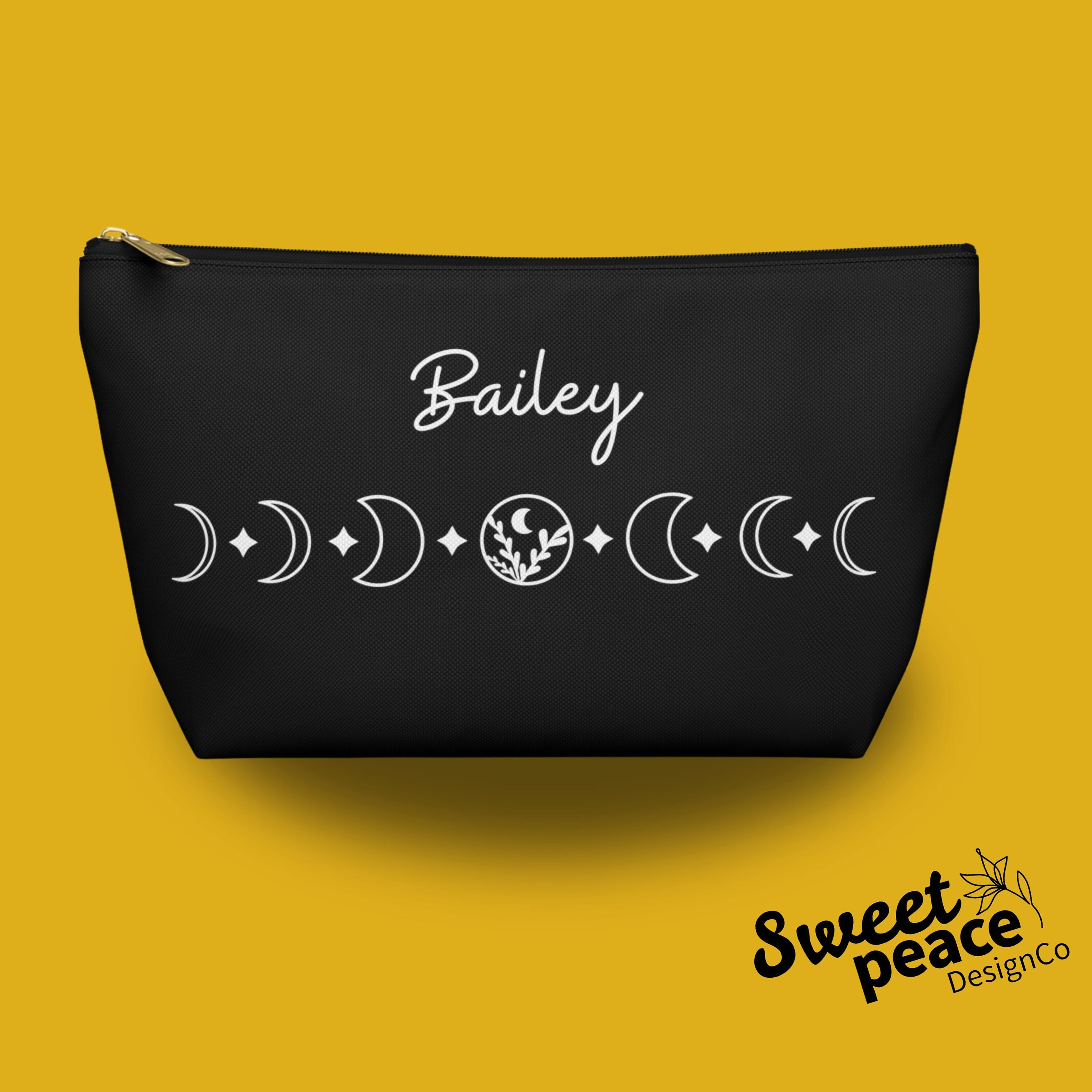 Personalized Black Moon Phases Makeup Bag Cosmetic Bag - Etsy
