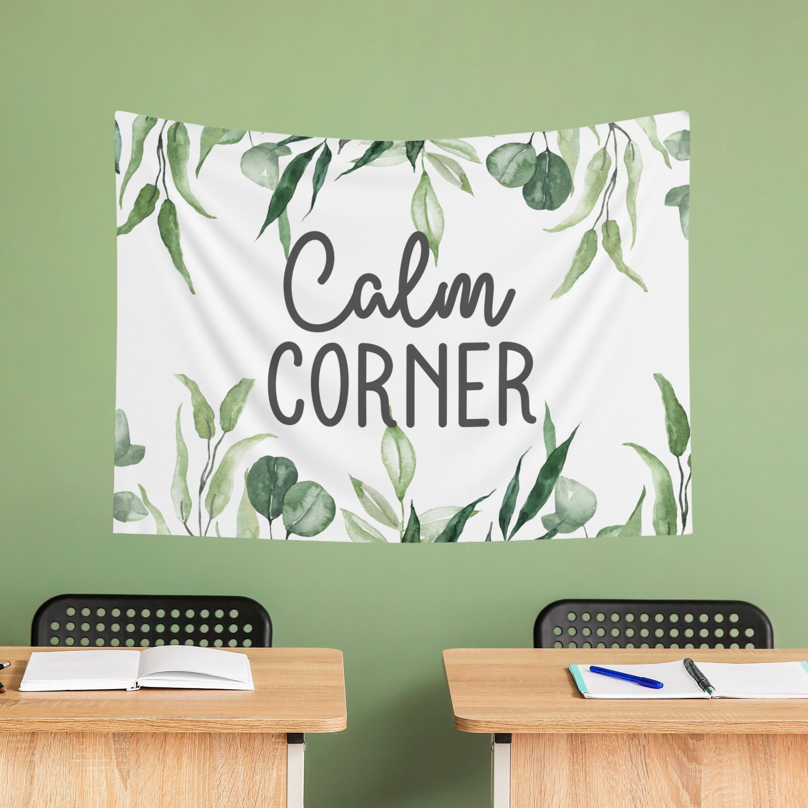 Calm Corner Classroom Tapestry, Calm Down Corner Poster, Eucalyptus ...