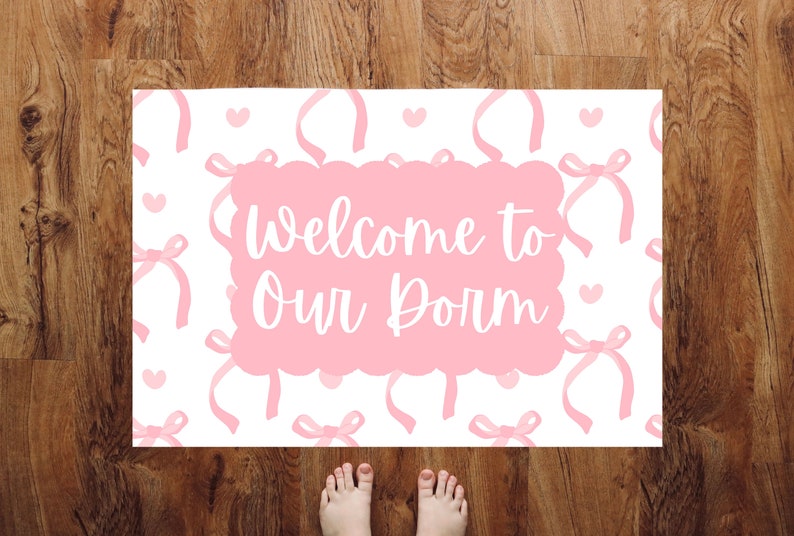 Cute Pink Dorm Room Welcome Mat, Pink Dorm Decor, Soft Door Mat, Pink ...