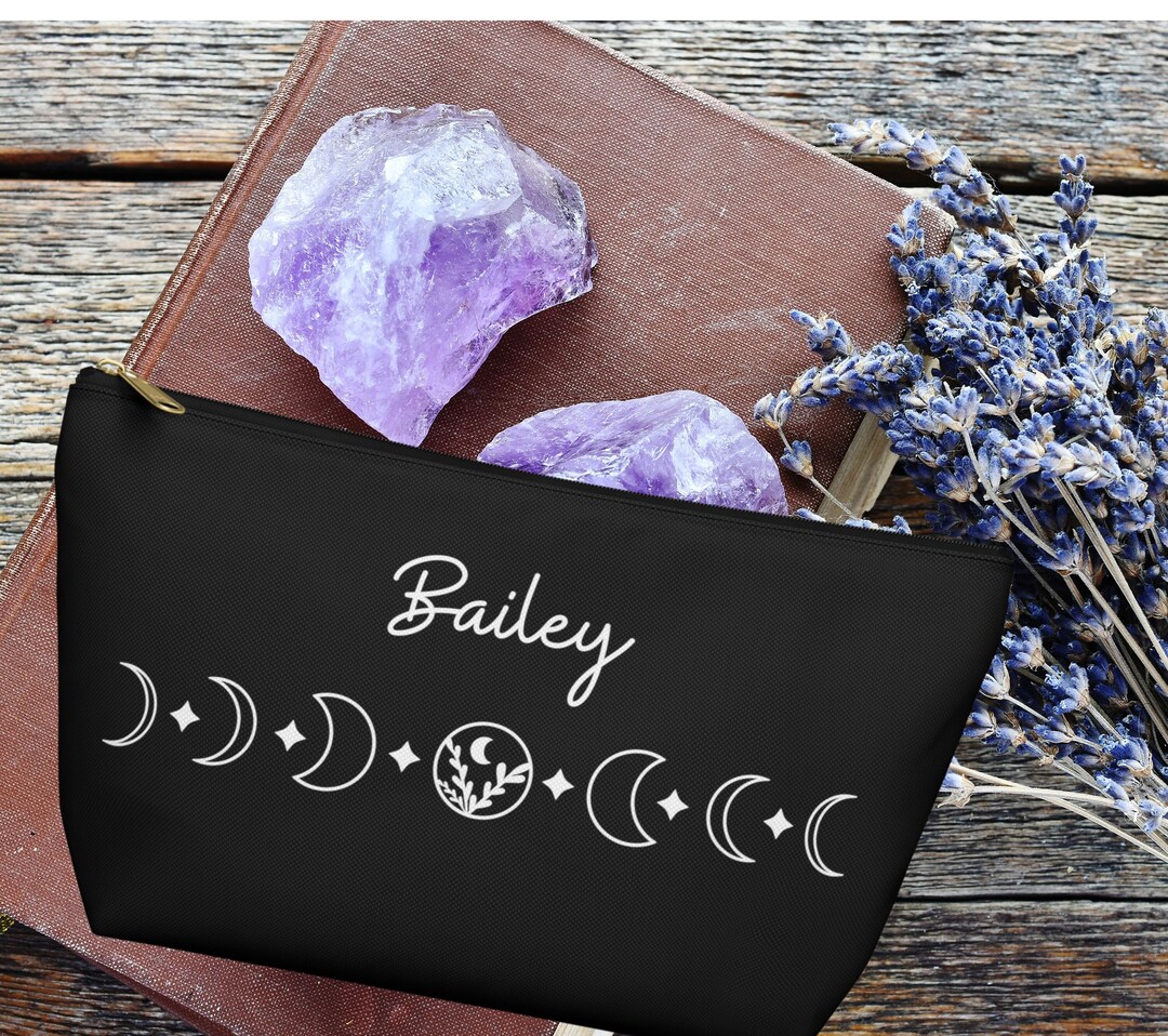 Personalized Black Moon Phases Makeup Bag Cosmetic Bag - Etsy