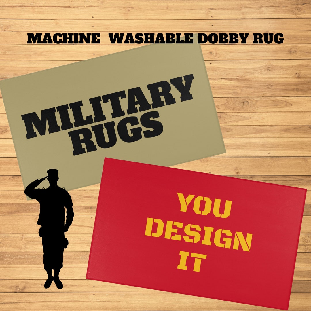 Custom Military Area Rug, Washable Dobby Rug, Retired Military Gift ...