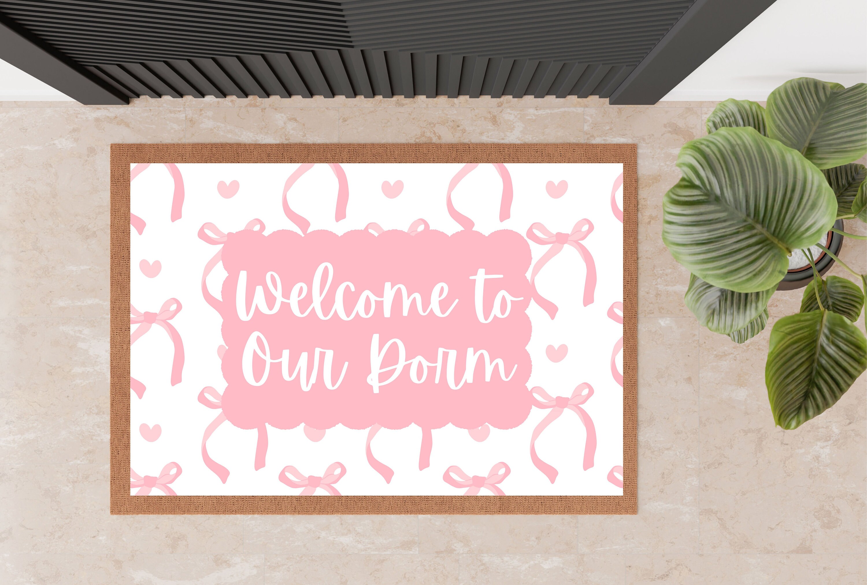 Cute Pink Dorm Room Welcome Mat, Pink Dorm Decor, Soft Door Mat, Pink ...