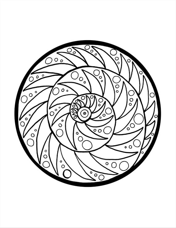 Coloring Page Spiral Beach | Etsy