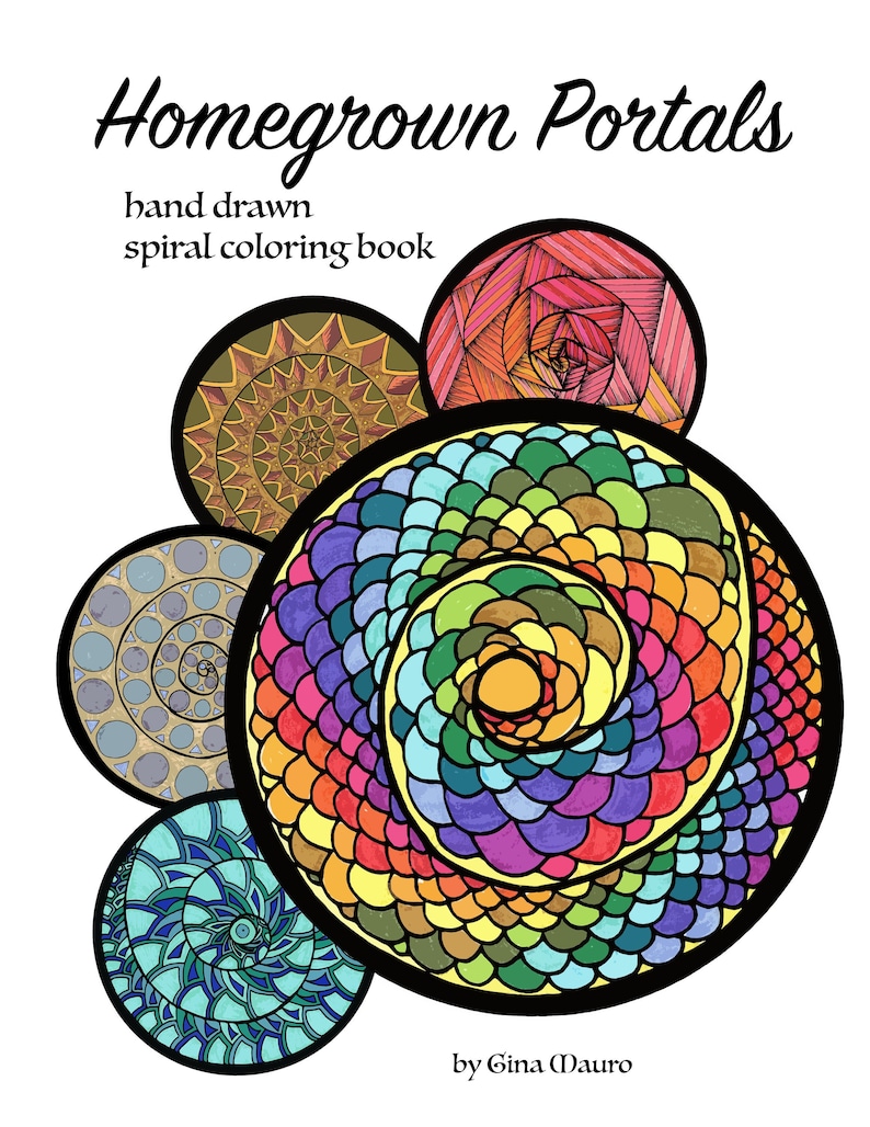 Digital Coloring Book - Homegrown Portals - Hand Drawn Spiral Coloring ...