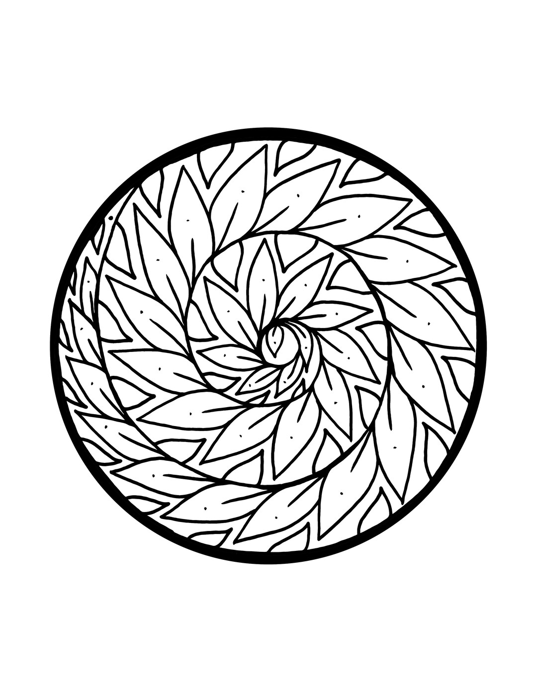 Coloring Page Spiral - Leaves - Etsy