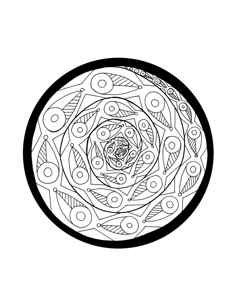 Coloring Page Spiral - Feathers - Etsy