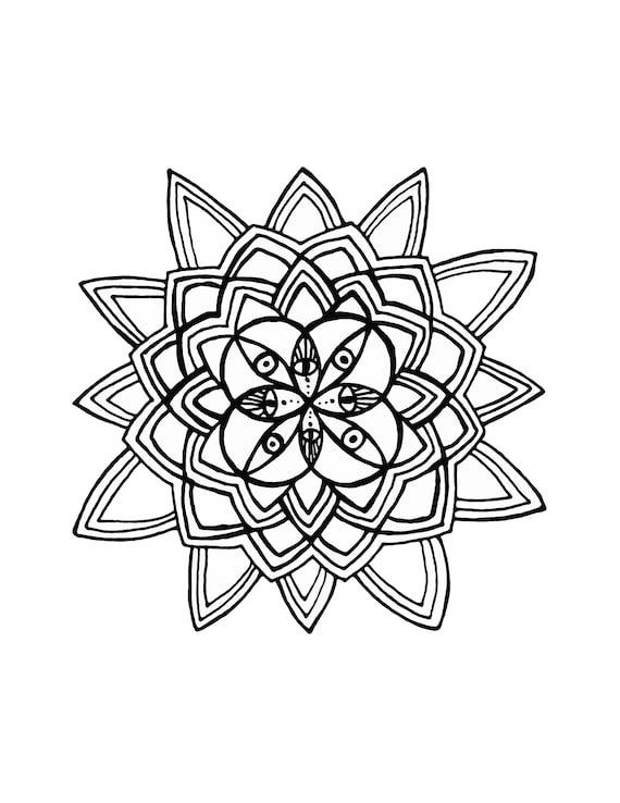 Coloring Page Mandala-lake | Etsy