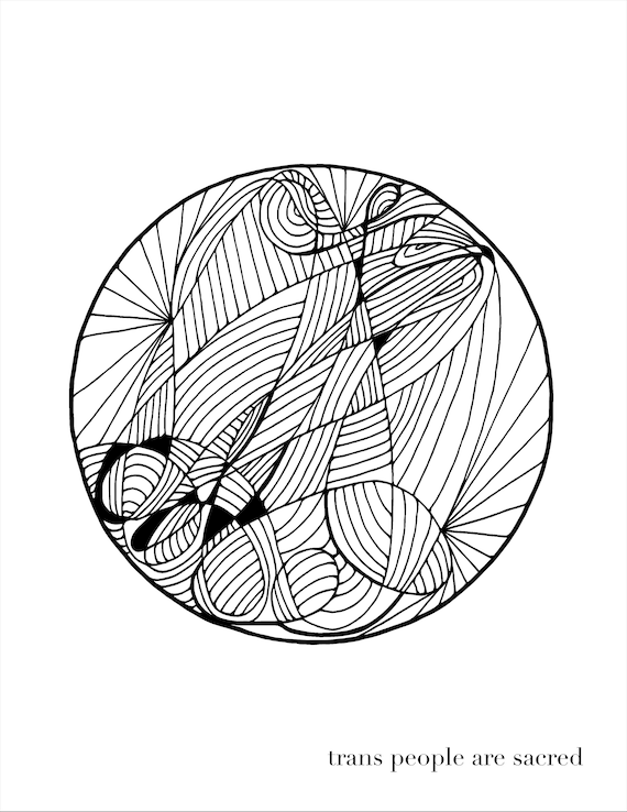 Trans People Are Sacred Individual Sigil Coloring Page | Etsy