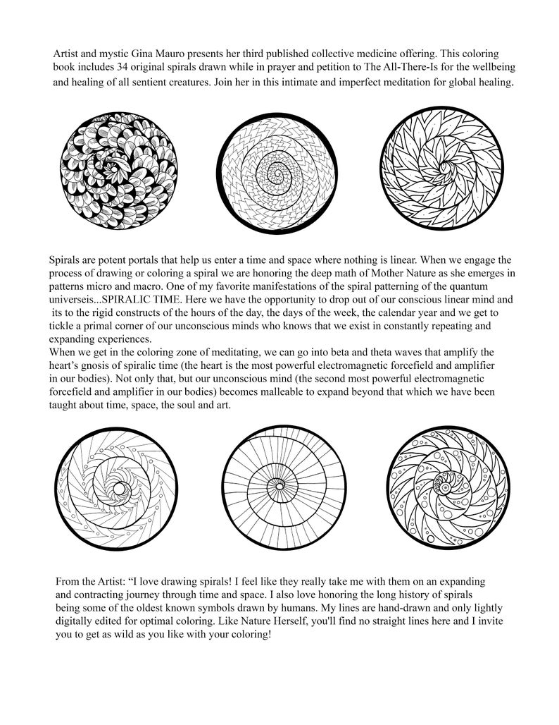Digital Coloring Book - Homegrown Portals - Hand Drawn Spiral Coloring ...