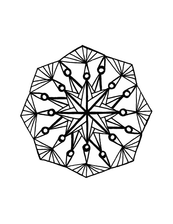 Coloring Page Mandala-clock - Etsy