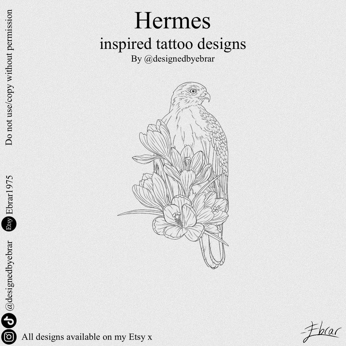 Hermes Crocus Hawk Digital Tattoo Design Files/personal Use Printable ...