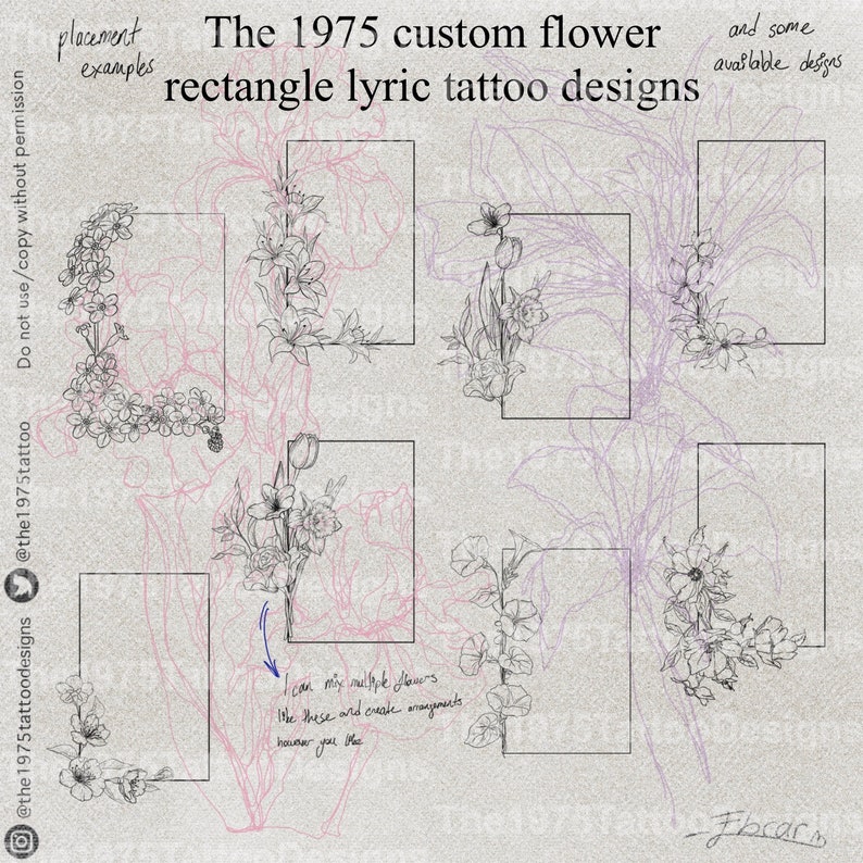 The 1975 Flower Box/rectangle Custom Lyrics Tattoo Designs - Etsy