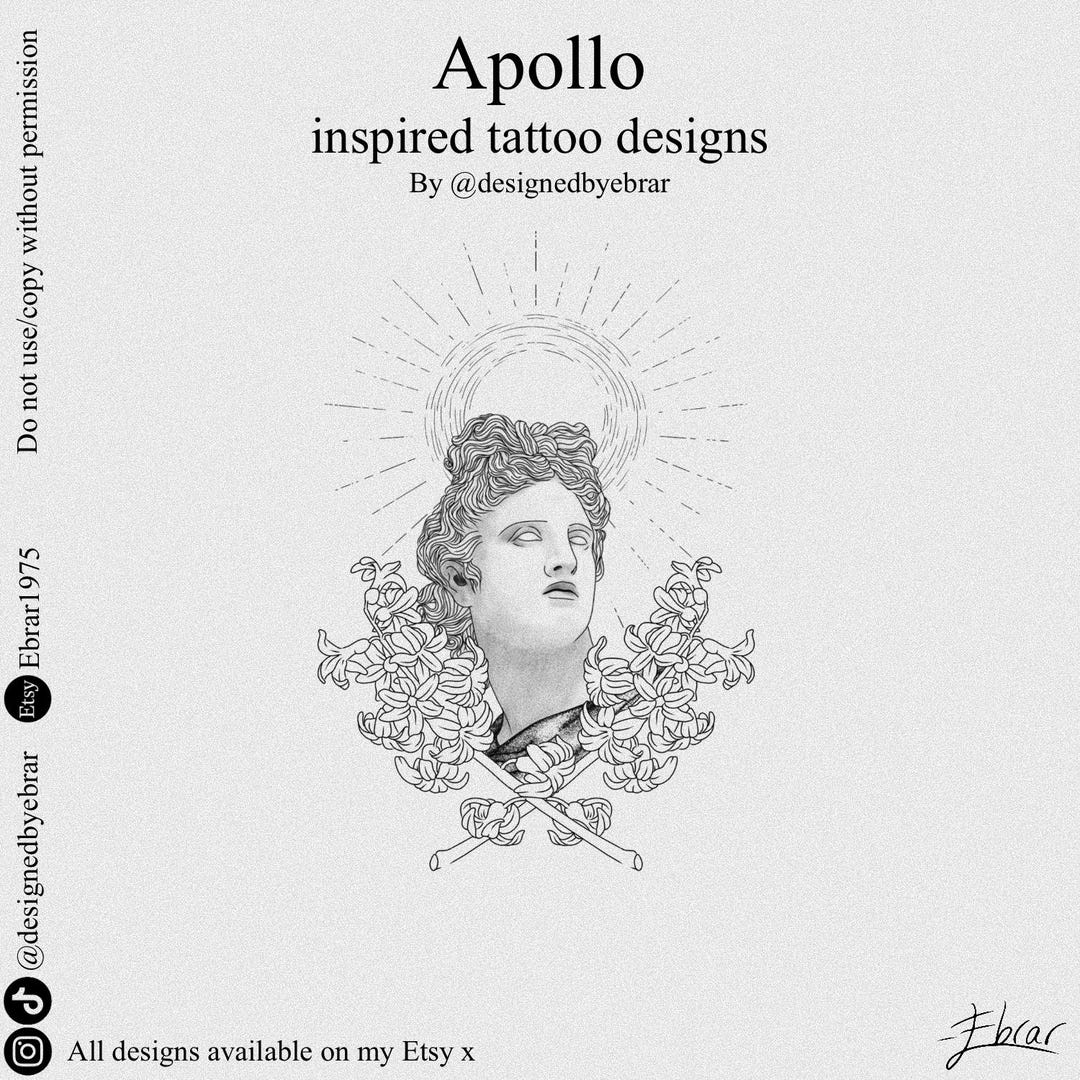 Apollo Sun,hyacinth Inspired Digital Tattoo Design Files/personal Use ...