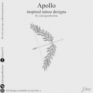 Apollo Laurel Bay Archery Bow Arrow Inspired Digital Tattoo Design ...