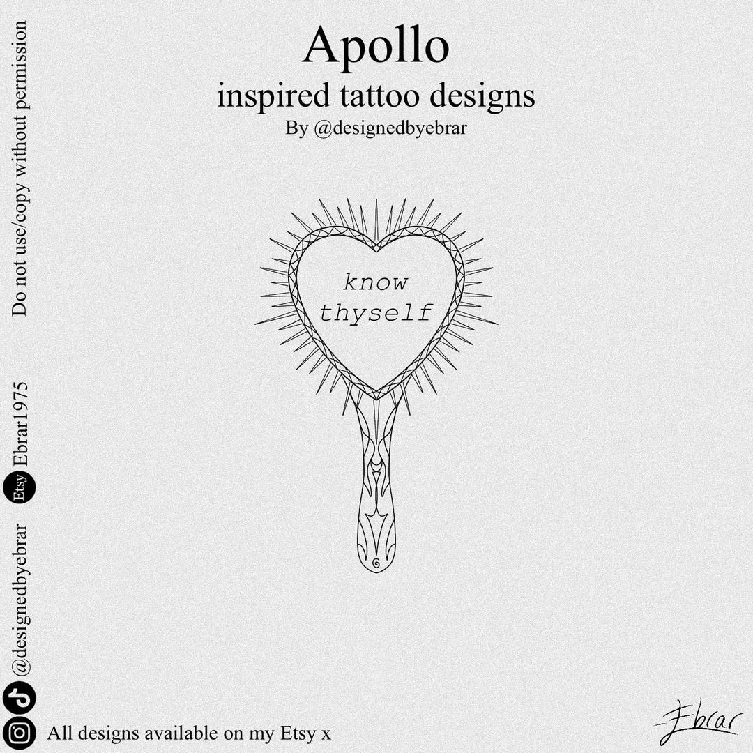 Apollo Know Thyself Hand Mirror Inspired Digital Tattoo Design Files ...