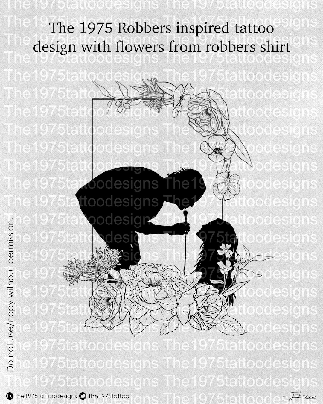 The 1975 Robbers Artwork Tattoo Design With Robbers Shirt Flowers Ready ...