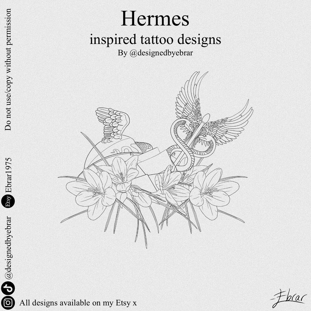 Hermes Caduceus Petasos Message Crocus Digital Tattoo Design Files ...