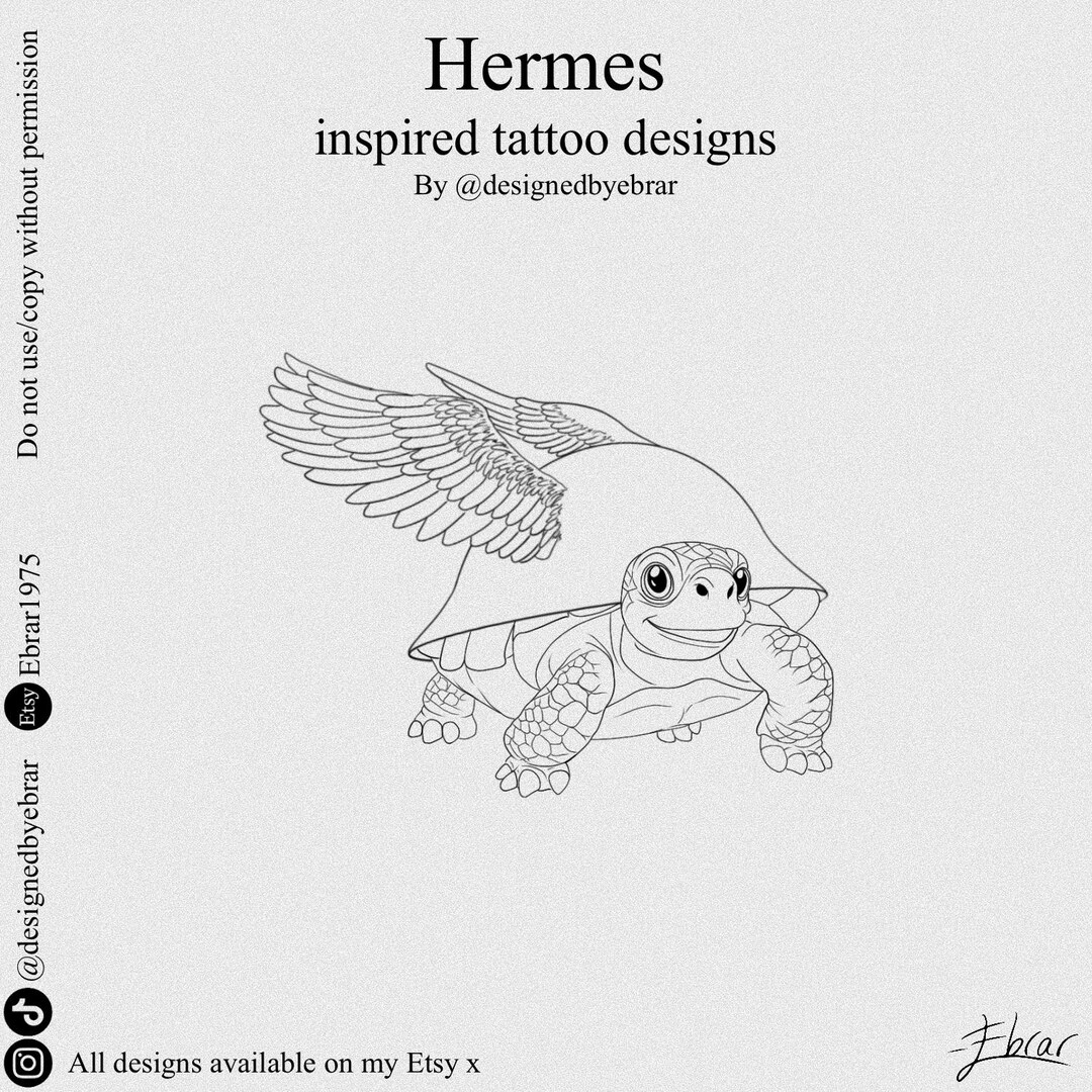 Hermes Tortoise Petasos Winged Helmet Digital Tattoo Design Files ...