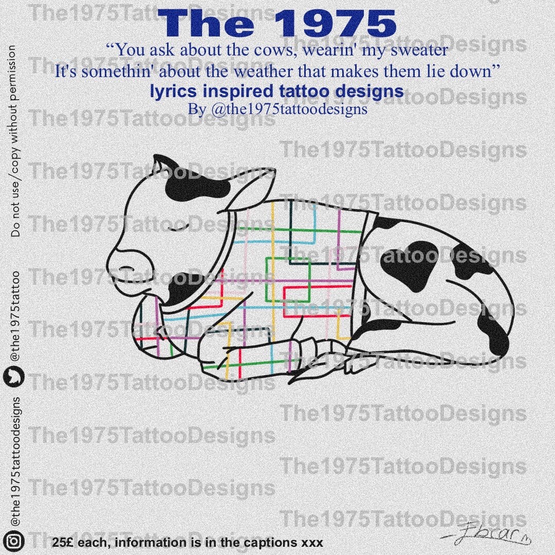 The 1975 Abiior Sweater Cows Wearing My Sweater Daily Lyric Designs by ...