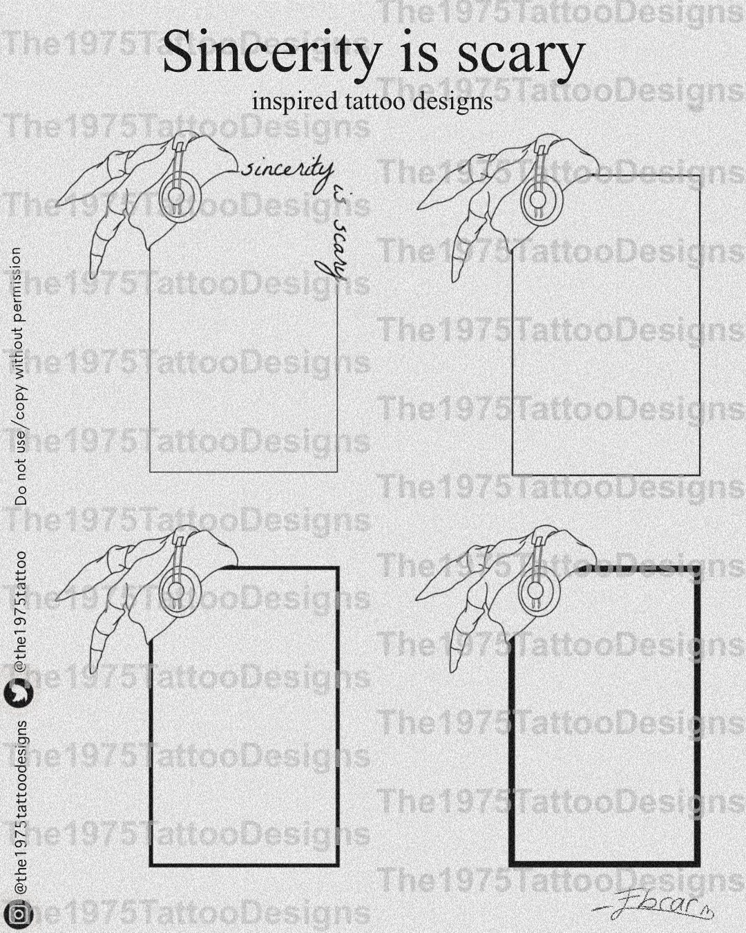 1975 Sincerity is Scary Rectangle Artwork- Box Tattoo Design Sheet Set ...