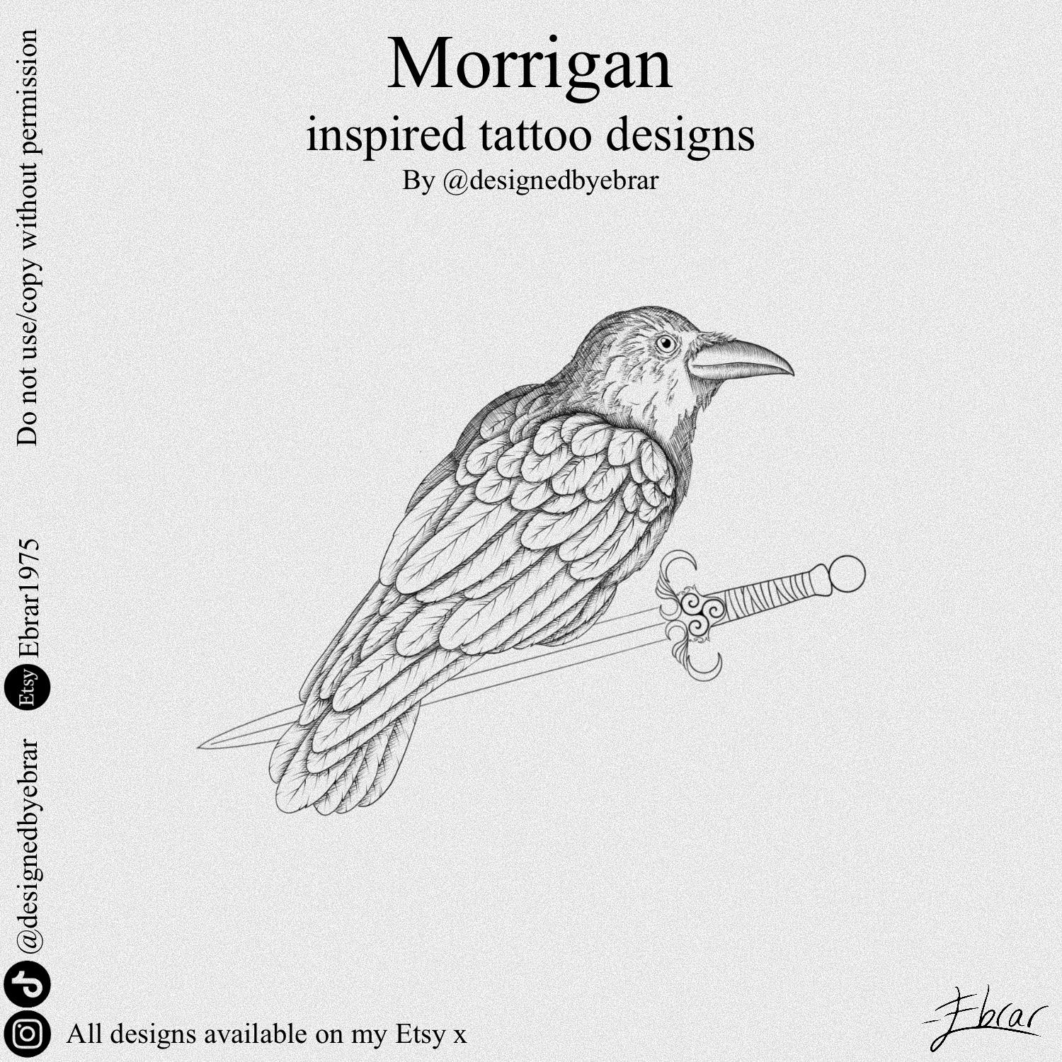Goddess Morrigan Crow Sword Digital Tattoo Design Files/personal Use ...