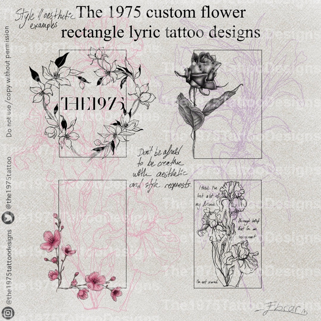 The 1975 Flower Box/rectangle Custom Lyrics Tattoo Designs - Etsy