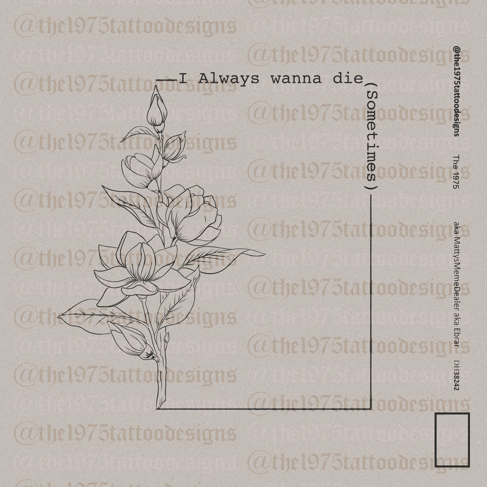 The 1975 Flower Box/rectangle Tattoo Design - Etsy UK