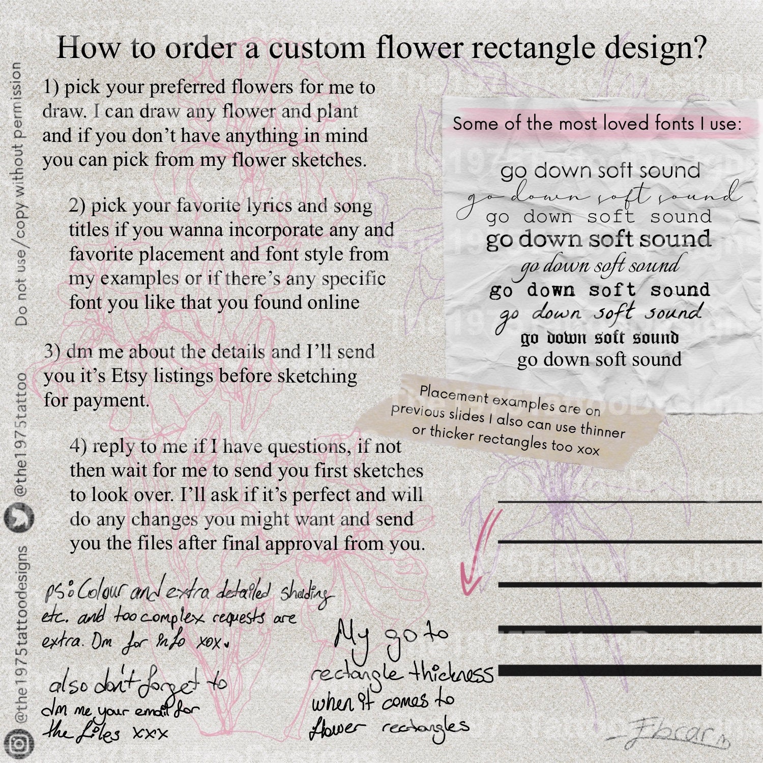 The 1975 Flower Box/rectangle Custom Lyrics Tattoo Designs - Etsy