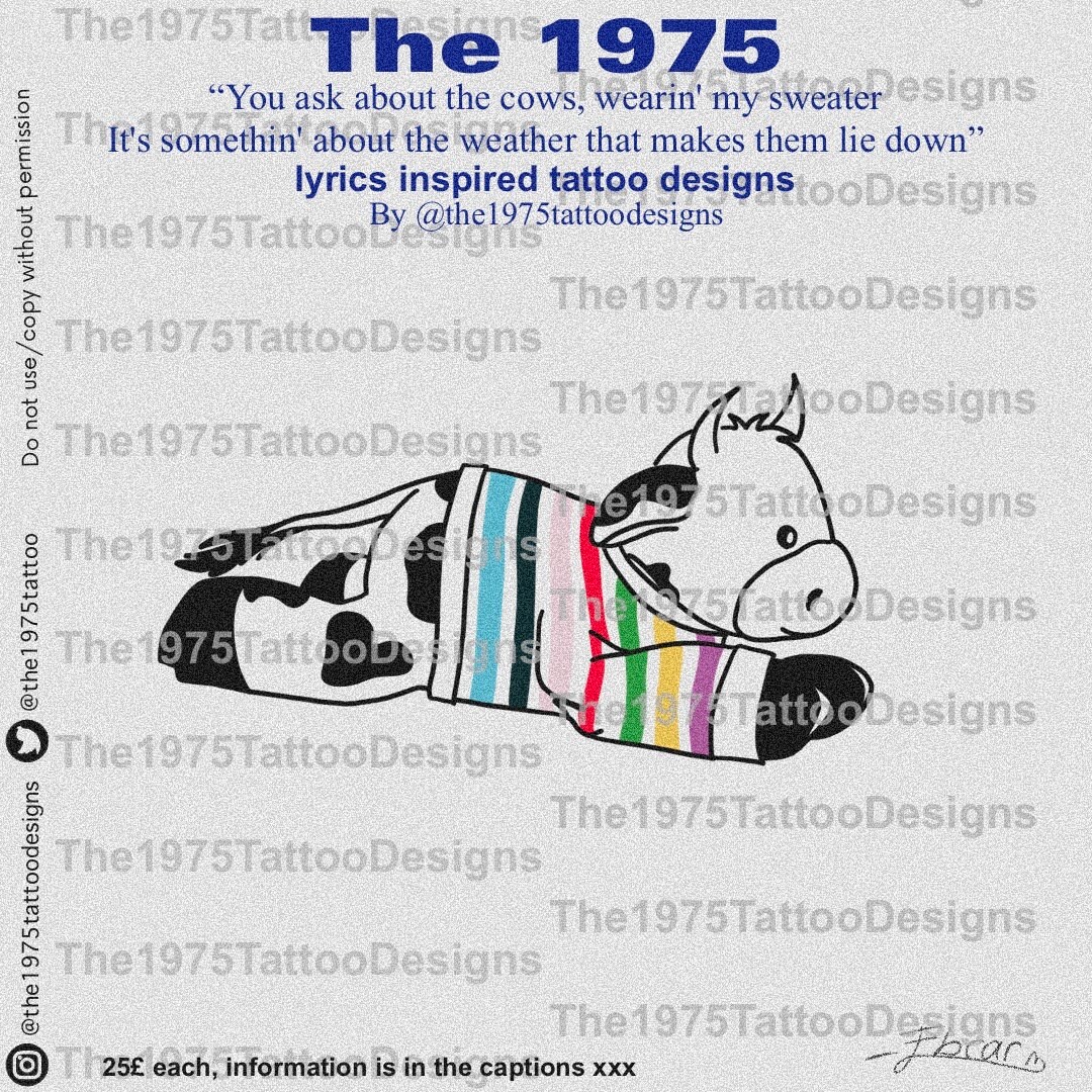 The 1975 Abiior Sweater Cows Wearing My Sweater Daily Lyric Designs by ...