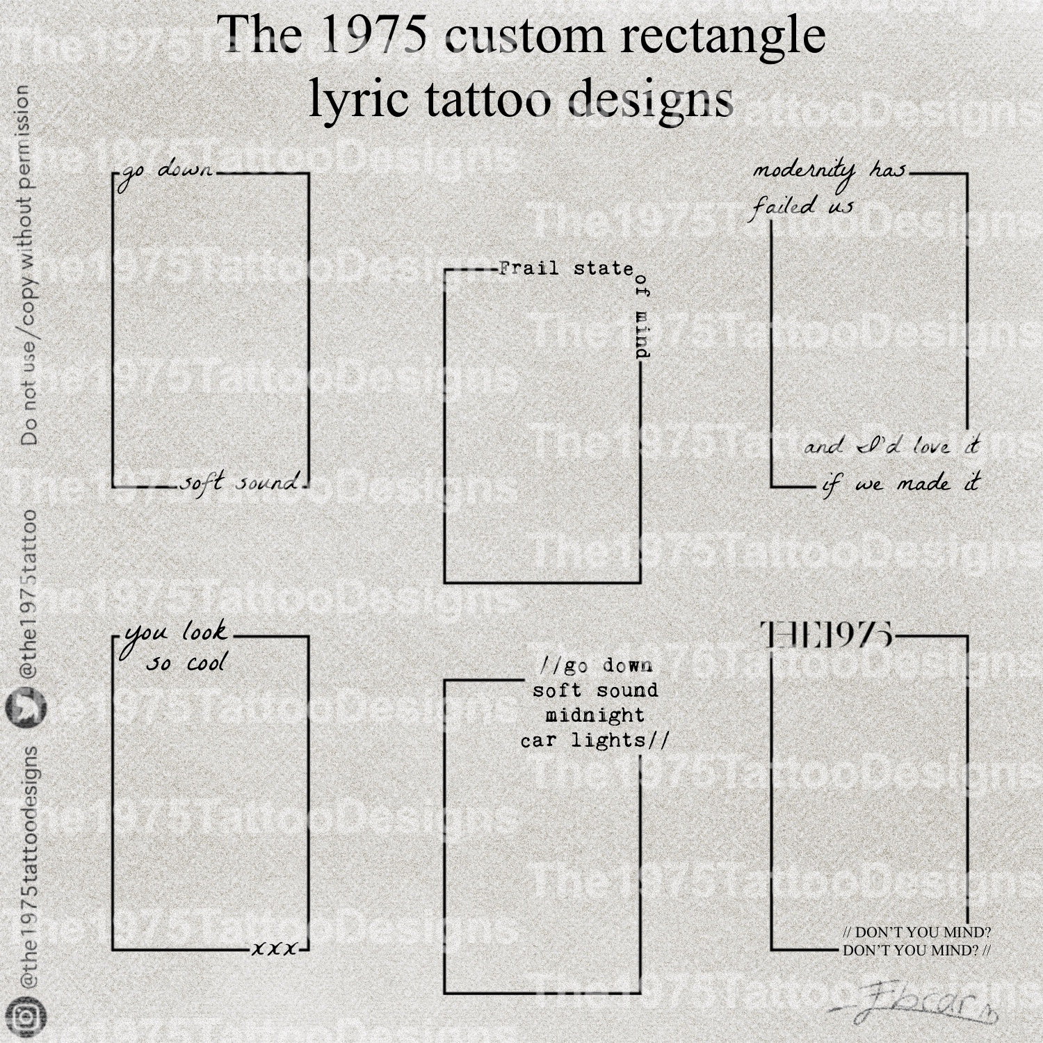 1975 Custom Lyrics Box Tattoo Designs by the1975tattoodesigns on ...