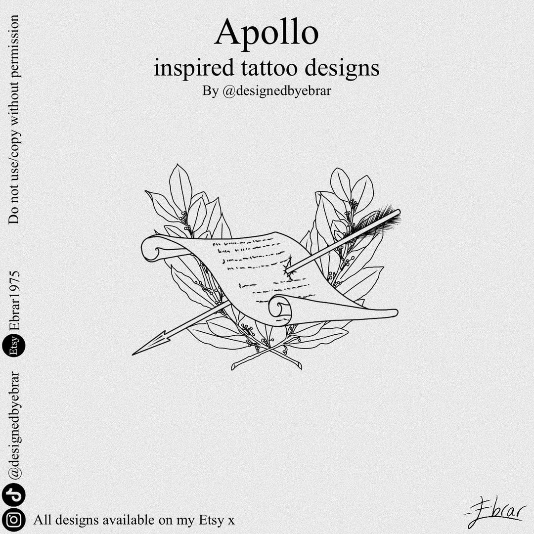 Apollo Poetry, Arrow, Laurel Wreath Inspired Digital Tattoo Design ...