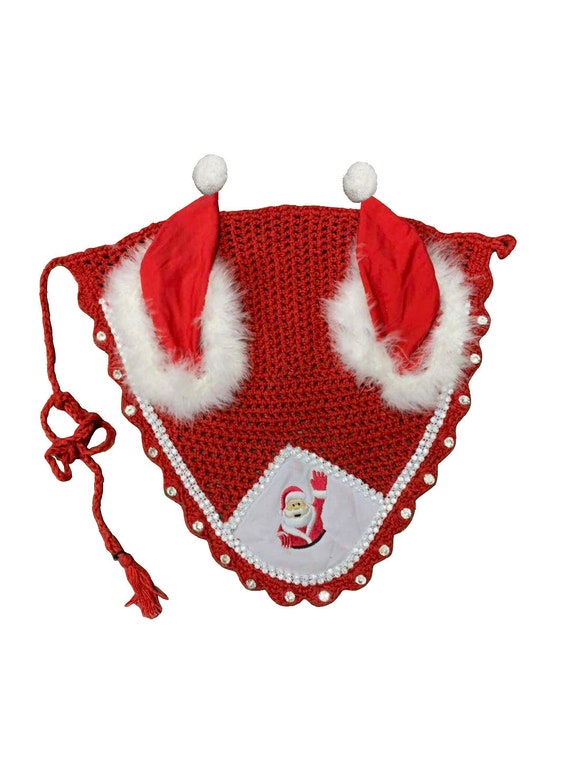 Christmas Horse Ear Bonnet Handmade Santa Ear Bonnet | Etsy