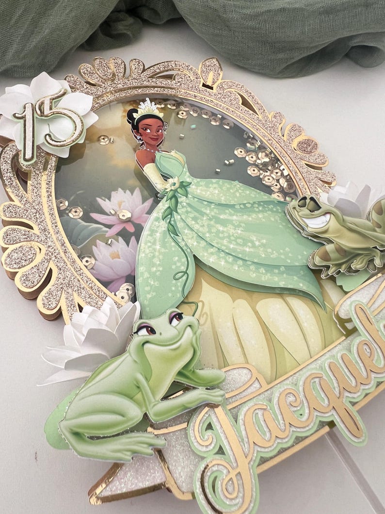 Princess Tiana Shaker Cake Topper, Princess & the Frog Party Decor ...