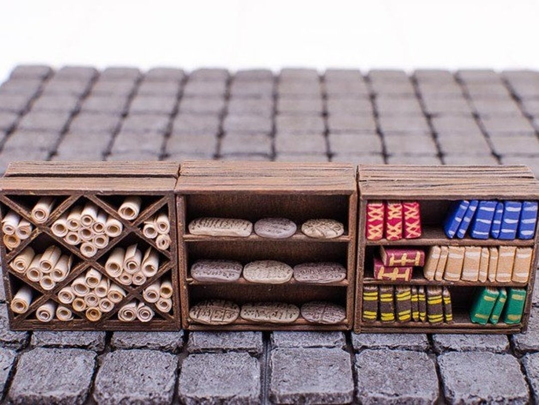 D and D Terrain, Set of Library Shelves for Diorama, Dungeons & Dragons ...