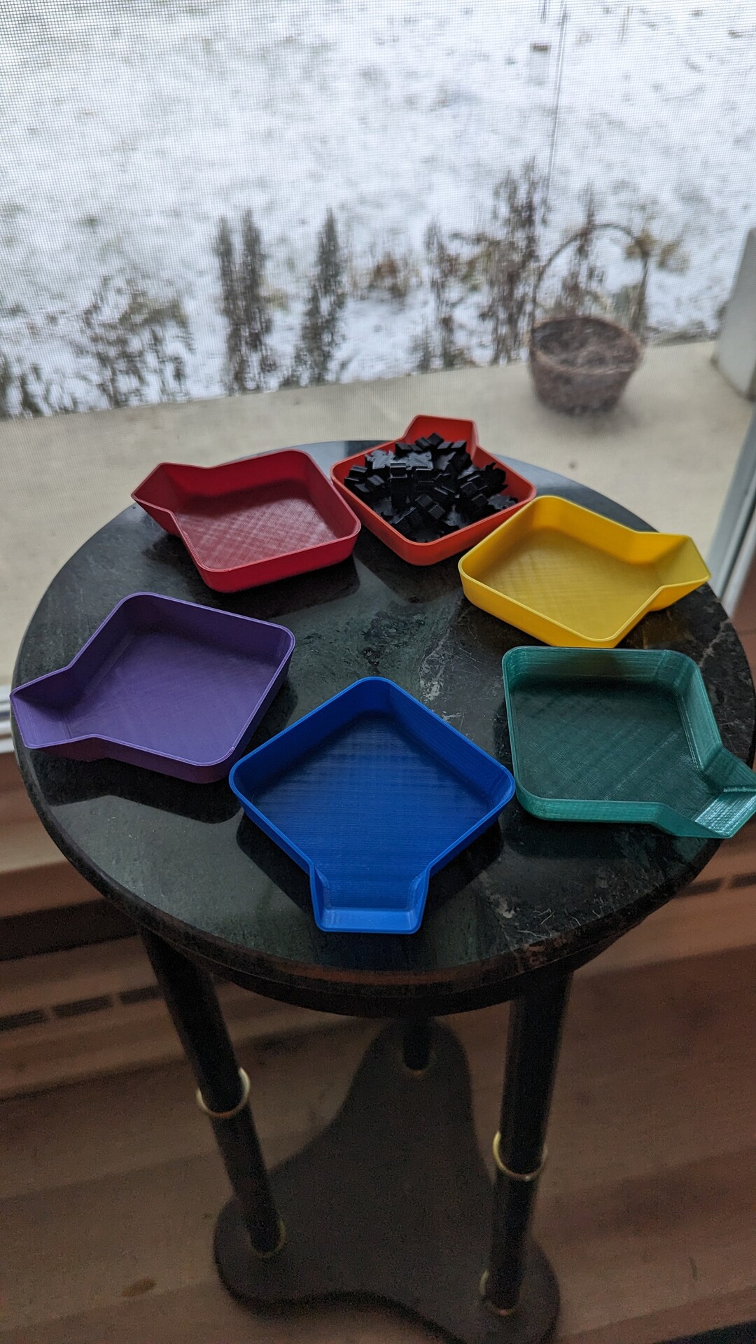 Set of Stackable (MULTI COLORED) Game or Small Parts Trays With Funnel ...