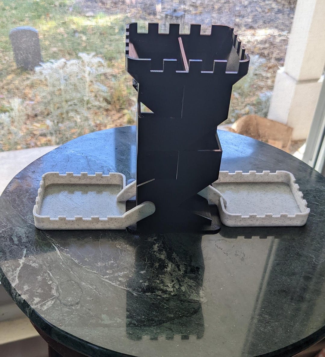 Dice Rolling Tower With Folding Trays Black & Marble/stone - Etsy