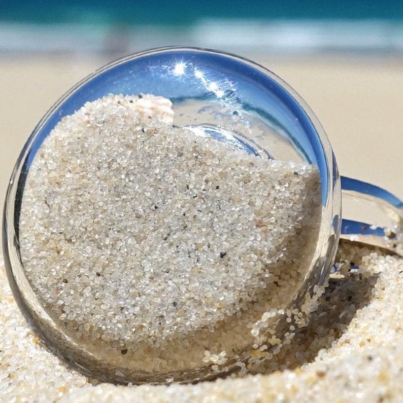 Medium Round Black Beach Sand Ring, Black Beach Sand Ring, Coastal ...