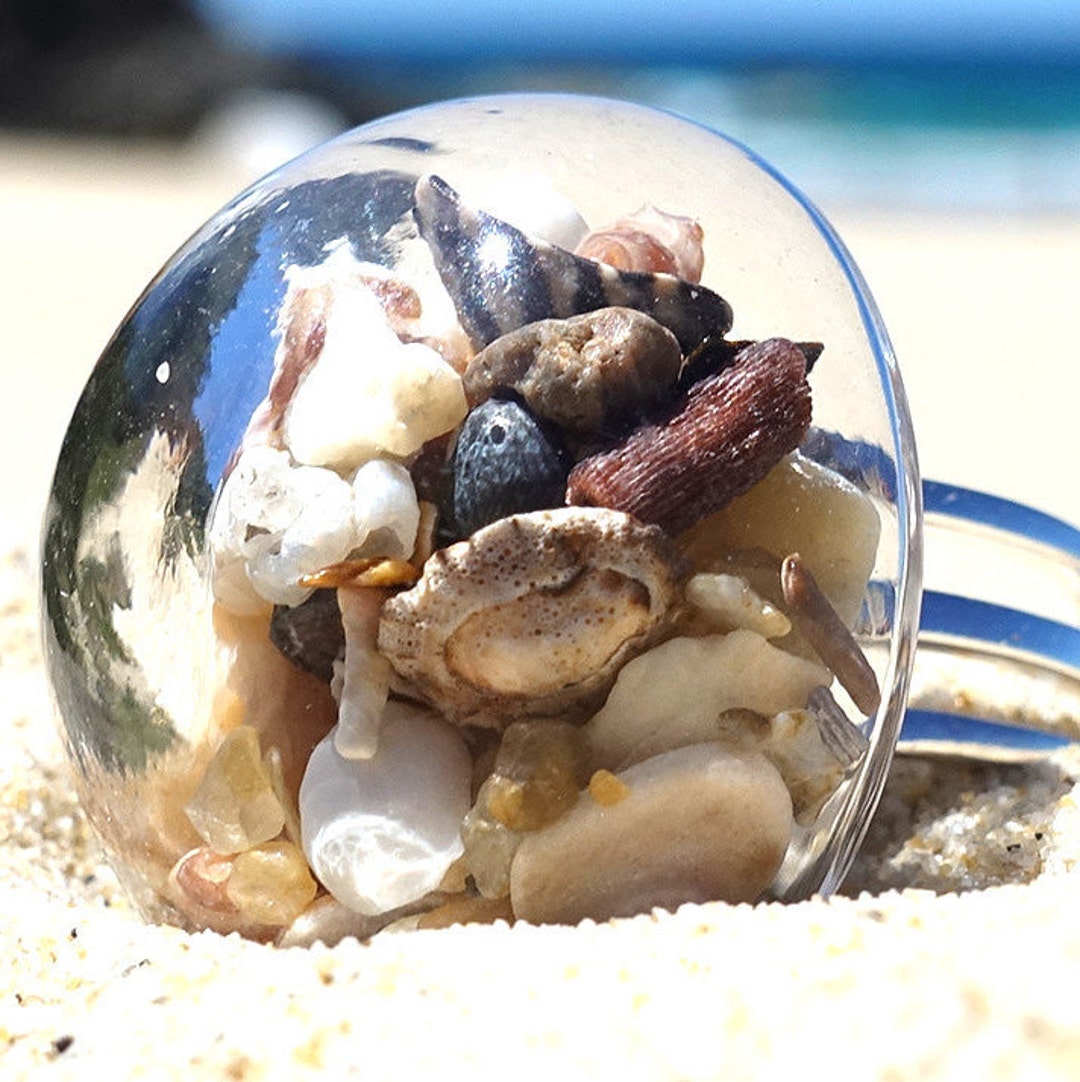 Dome Ring With Seashells, Seashell Ring, Coastal Jewelry, 925 Silver - Etsy
