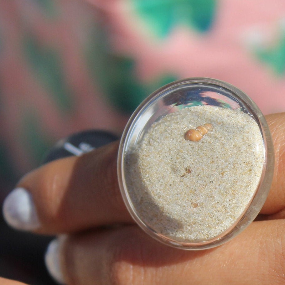 Black Sand Ring Moving Sand Jewellery Womens Beach Ring - Etsy