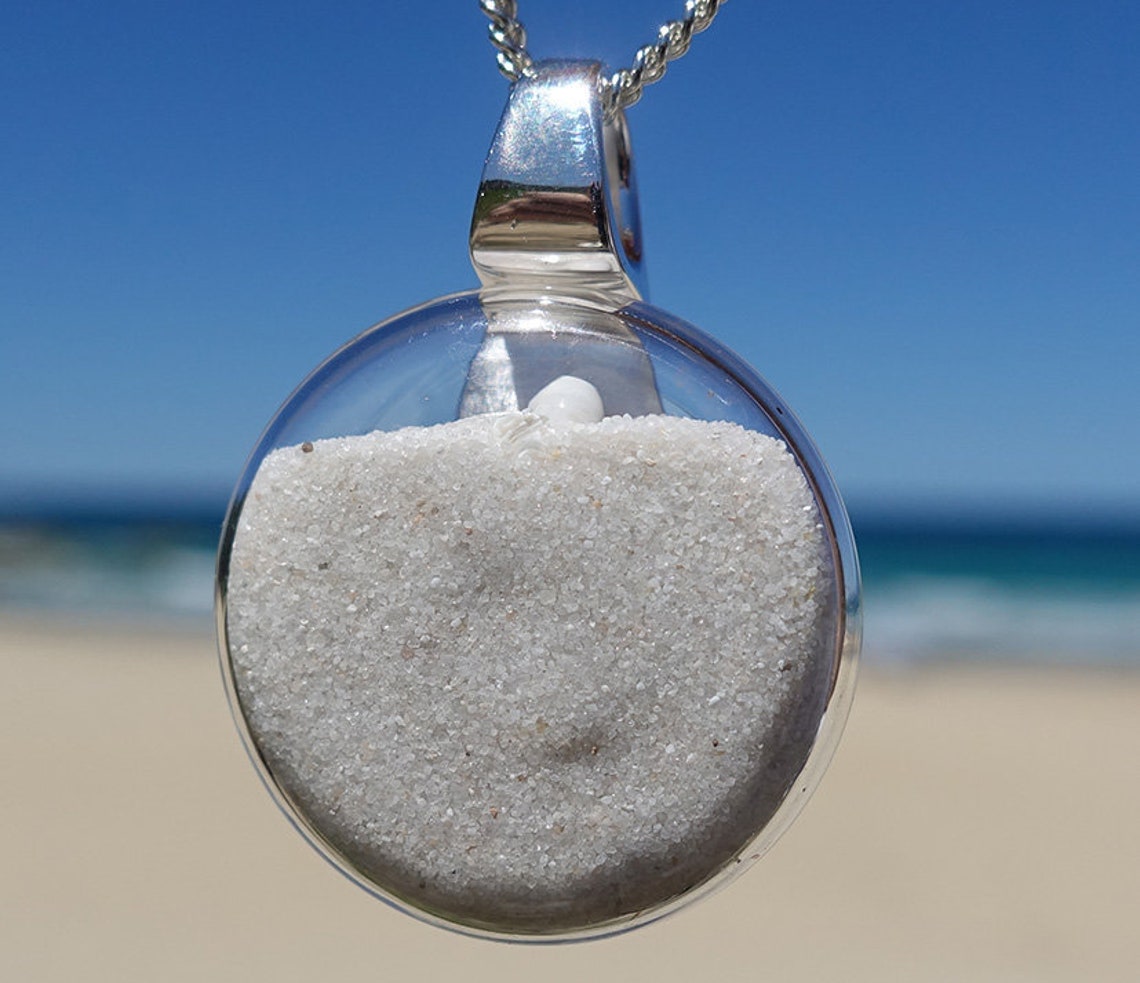 Beach sand necklace Womens beach pendant Sand ocean | Etsy