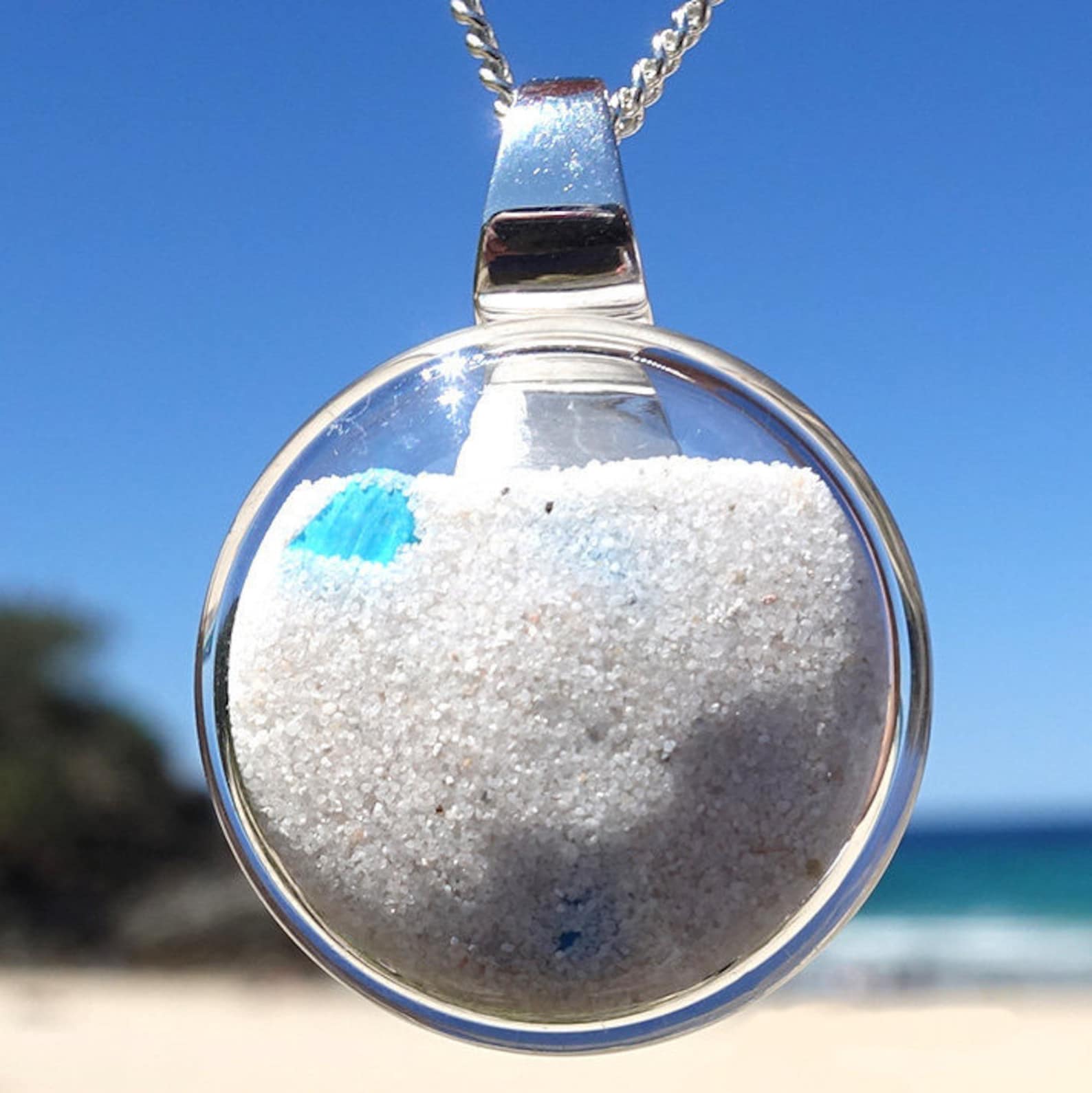 Black Sand Pendant, Moving Sand Jewellery, Womens Beach Necklace, Boho ...