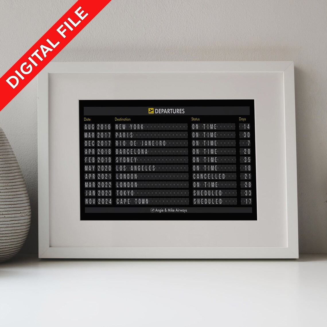 Personalized Traveler Sign PRINTABLE Airport Arrivals - Etsy