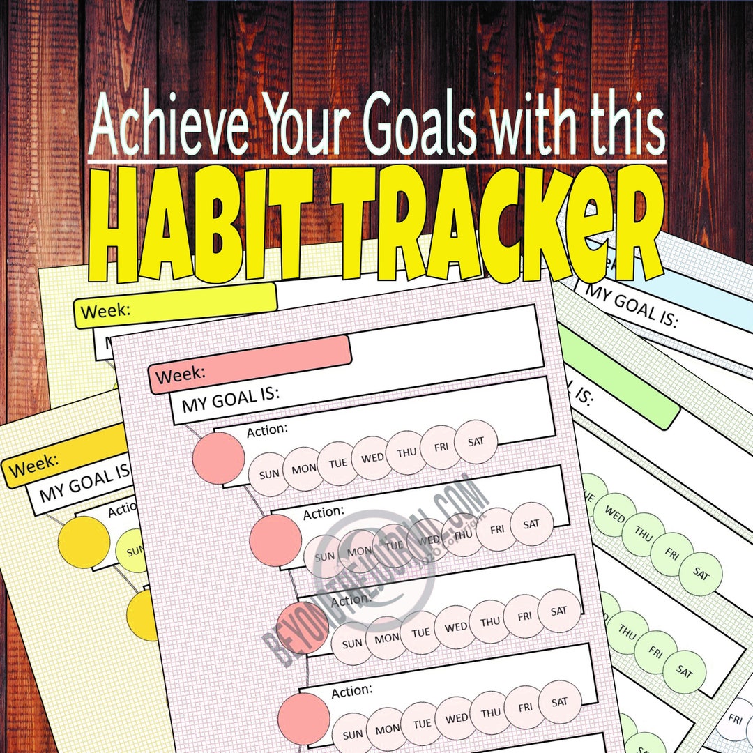 Achieve Your Goal - Weekly Habit Tracker - Style #2 Bundle [5 Different ...