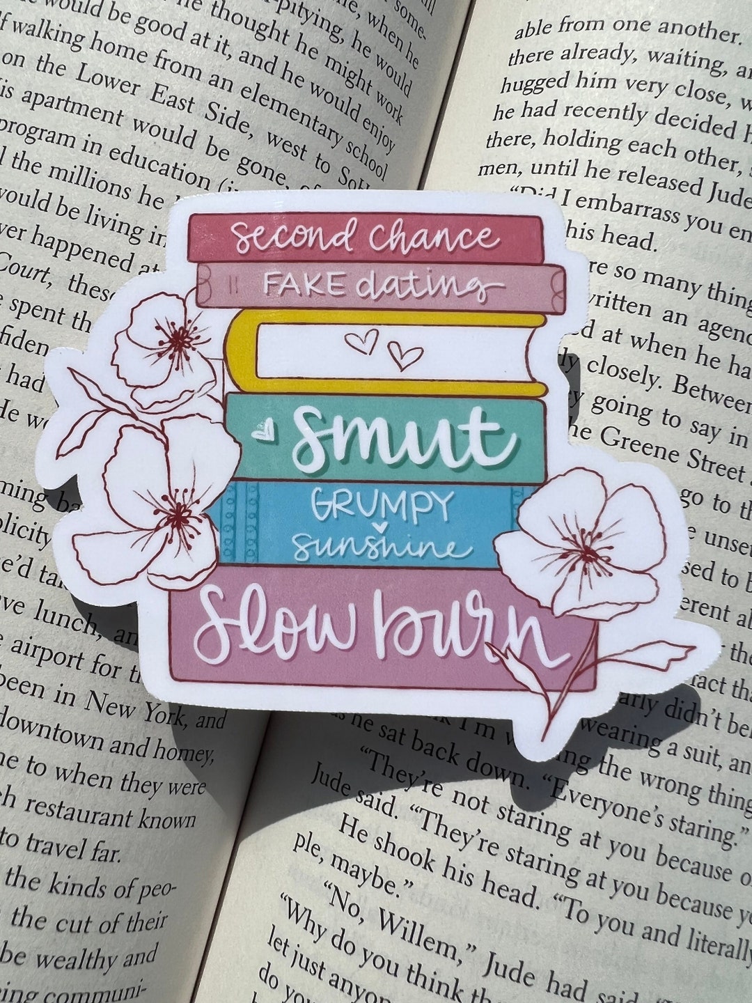 Romance Tropes Book Stack Sticker, Bookish Sticker, Reading Sticker ...