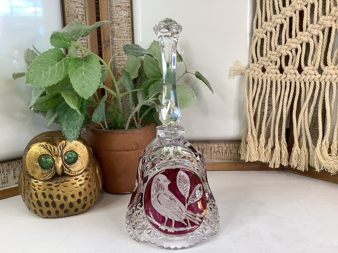 Vintage West Germany Hofbauer Byrdes Lead Crystal Bell With Bird/ruby ...