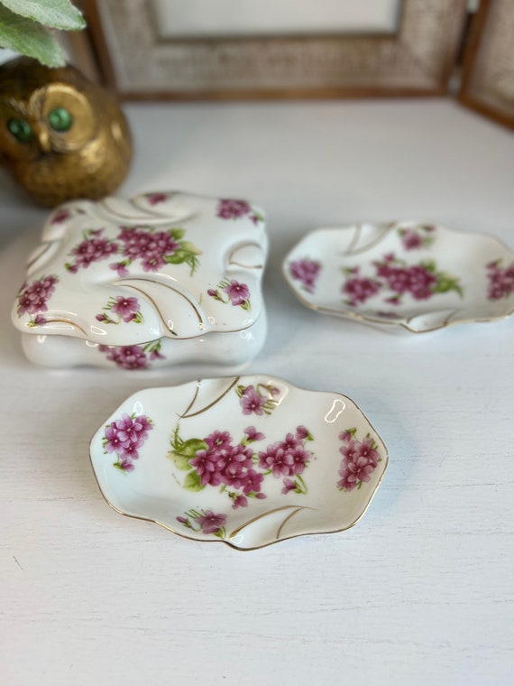 vintage japan violet vanity - Gem